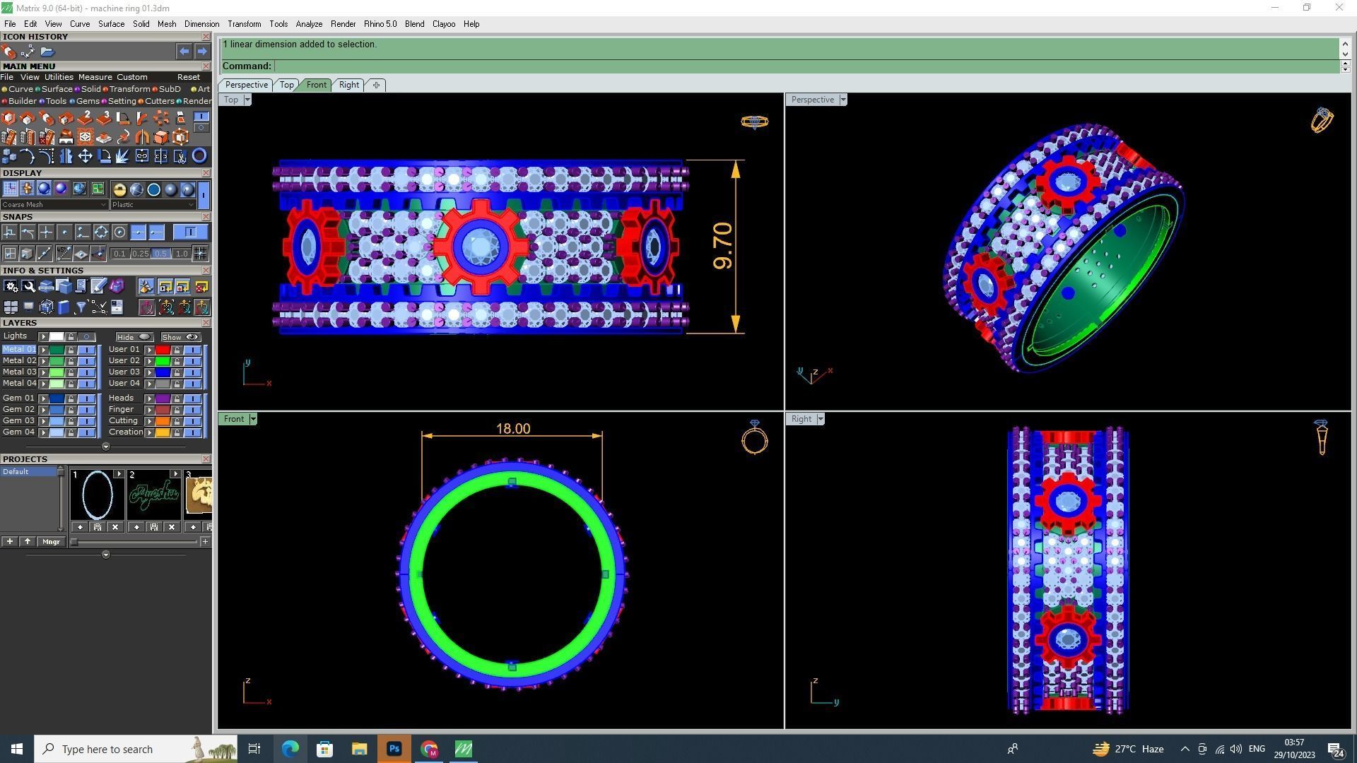 Mechanical Ring With Side Stone 3d Model stl 3D model 3D printable ...