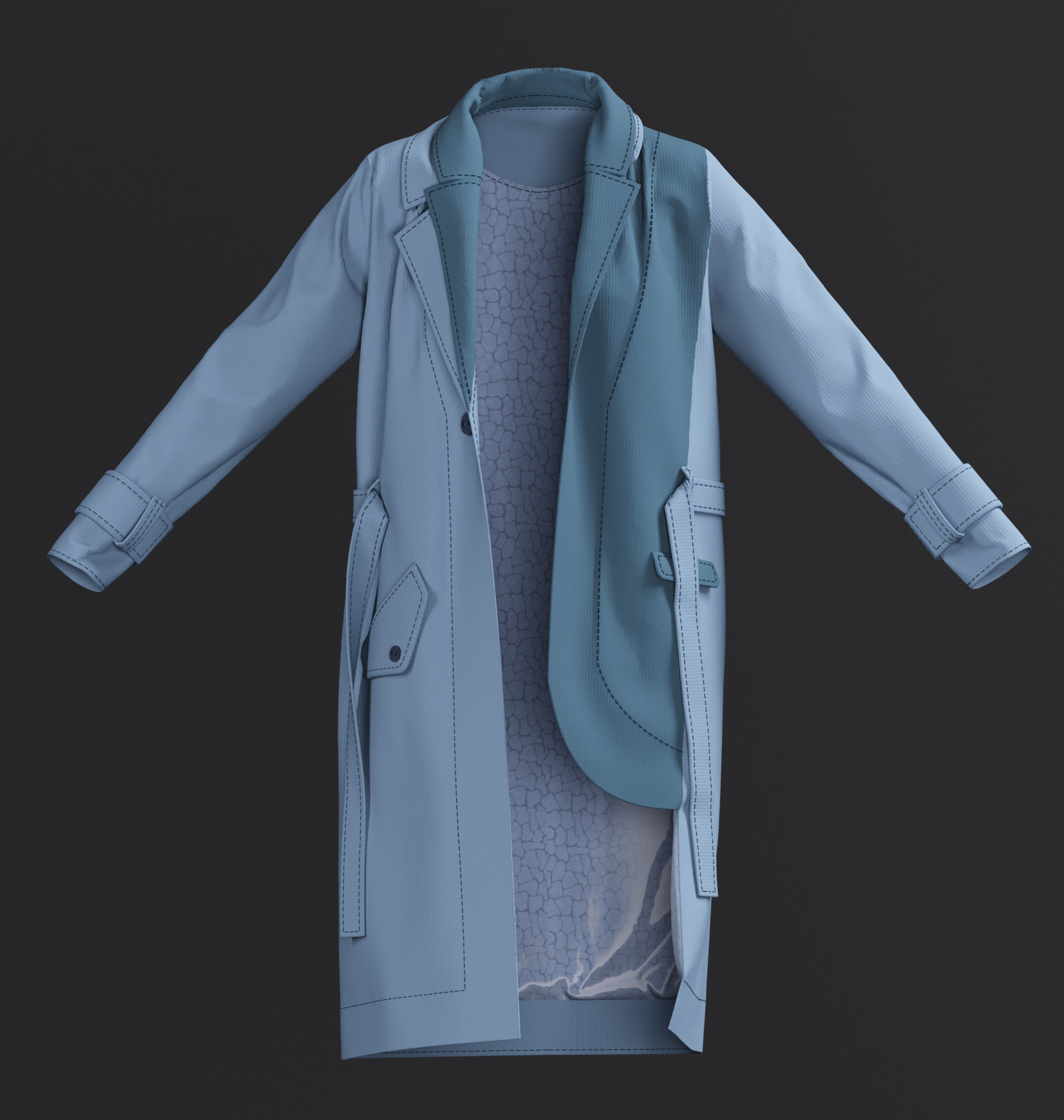 Asymmetric coat modal 3D model | CGTrader