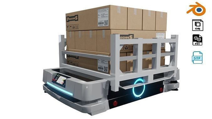 Industrial 3D AGV Trolley - Omron free VR / AR / low-poly 3D model ...
