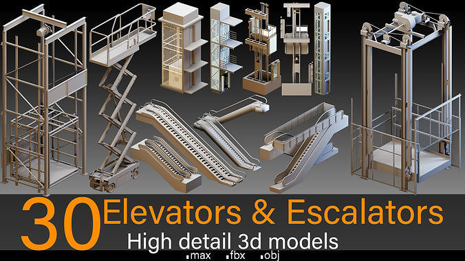 3D model 30 Elevators and Escalators- High detail 3d models VR / AR / low-poly | CGTrader
