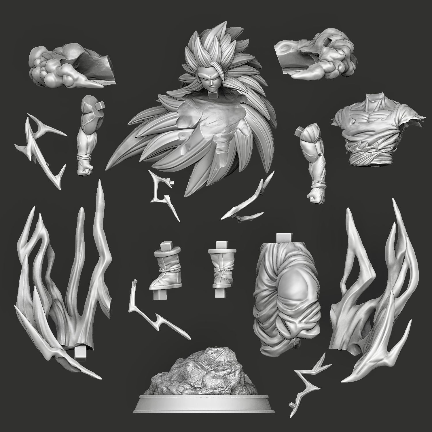 Goku Super Saiyan 3 DBZ - STL ready for 3D printing 3D model 3D ...