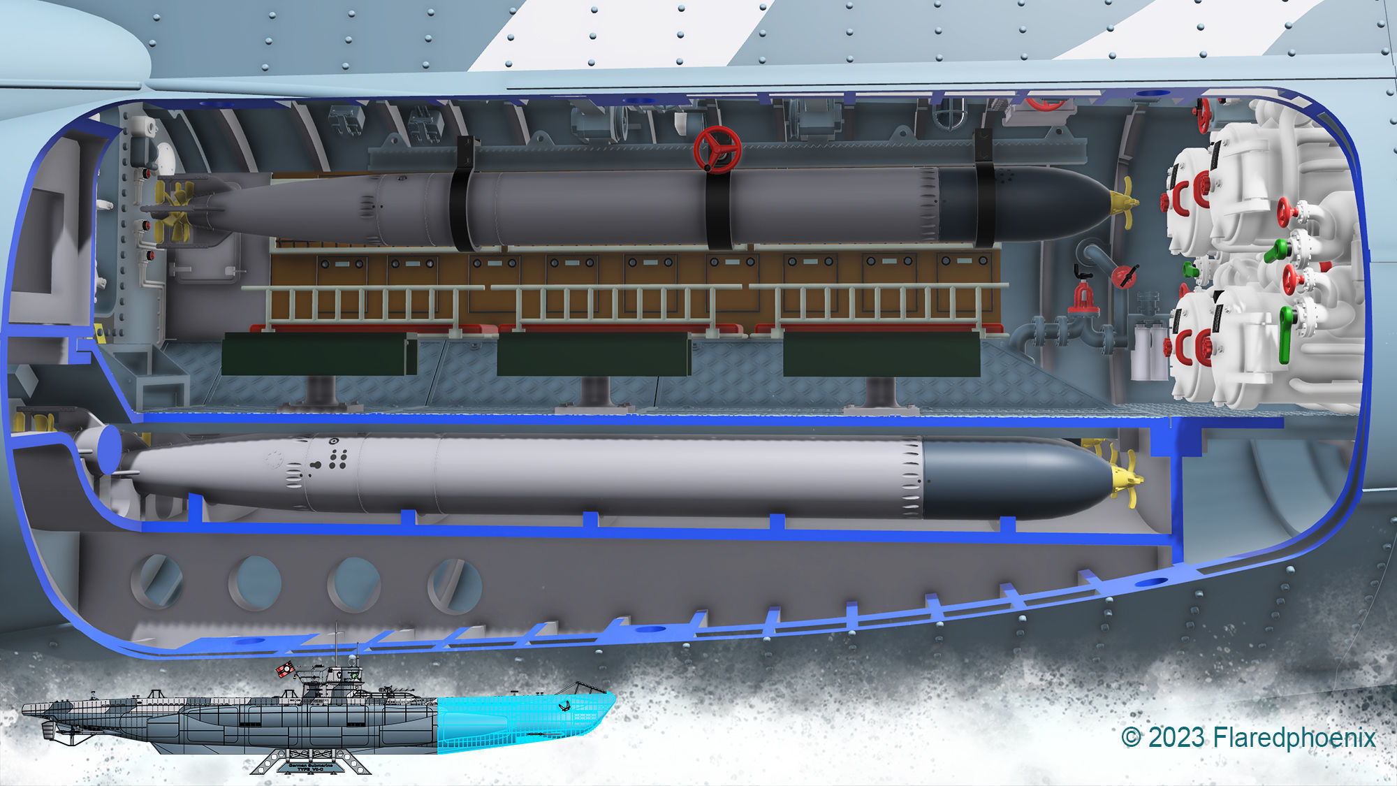 U-Boot Typ VII-C Interior 3D model 3D printable | CGTrader