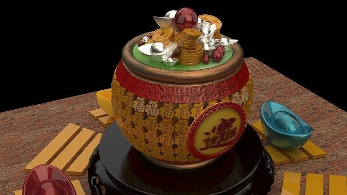 Chinese treasure pot 3D model | CGTrader