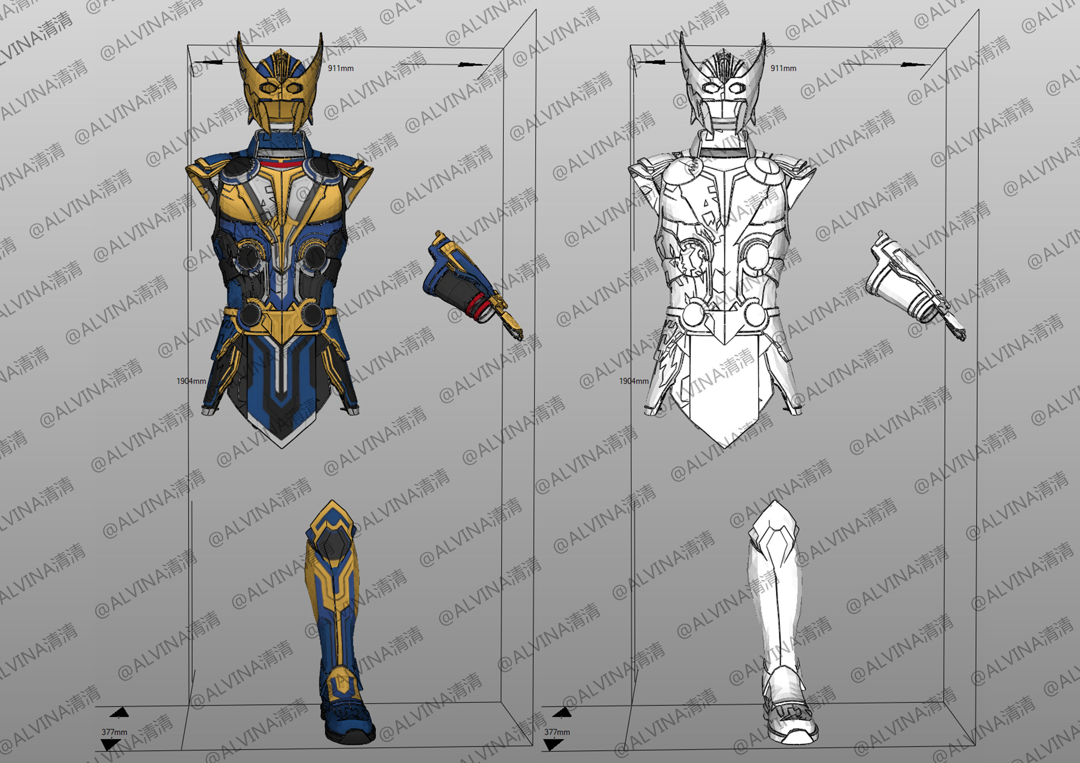 3D model Thor 2022 Armor - DIY Cosplay Pepakura Foam Template VR / AR ...