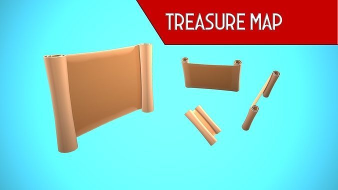 3D model TREASURE MAP EMPTY CARTOON STYLIZED VR / AR / low-poly | CGTrader