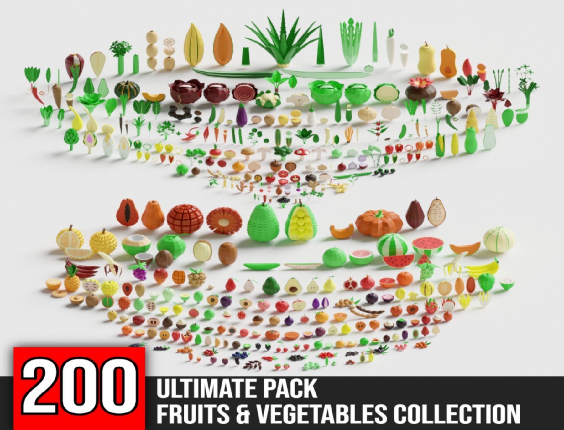 Ultimate Pack - Fruits And Vegetables Model Packs Collection VR / AR ...