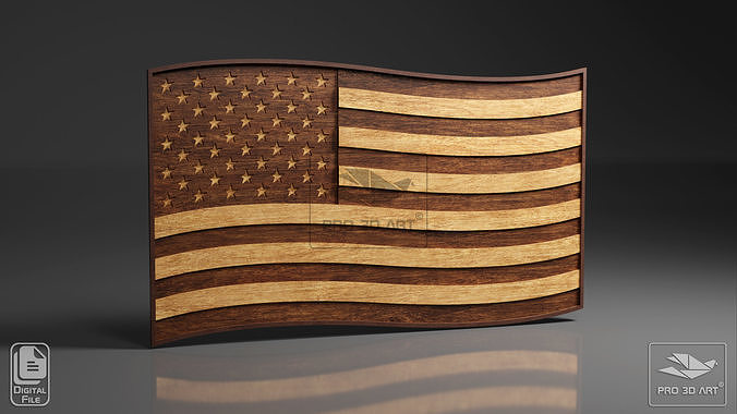 USA Wavy Flag - Multilayer Laser Cutting Files 3D model | CGTrader