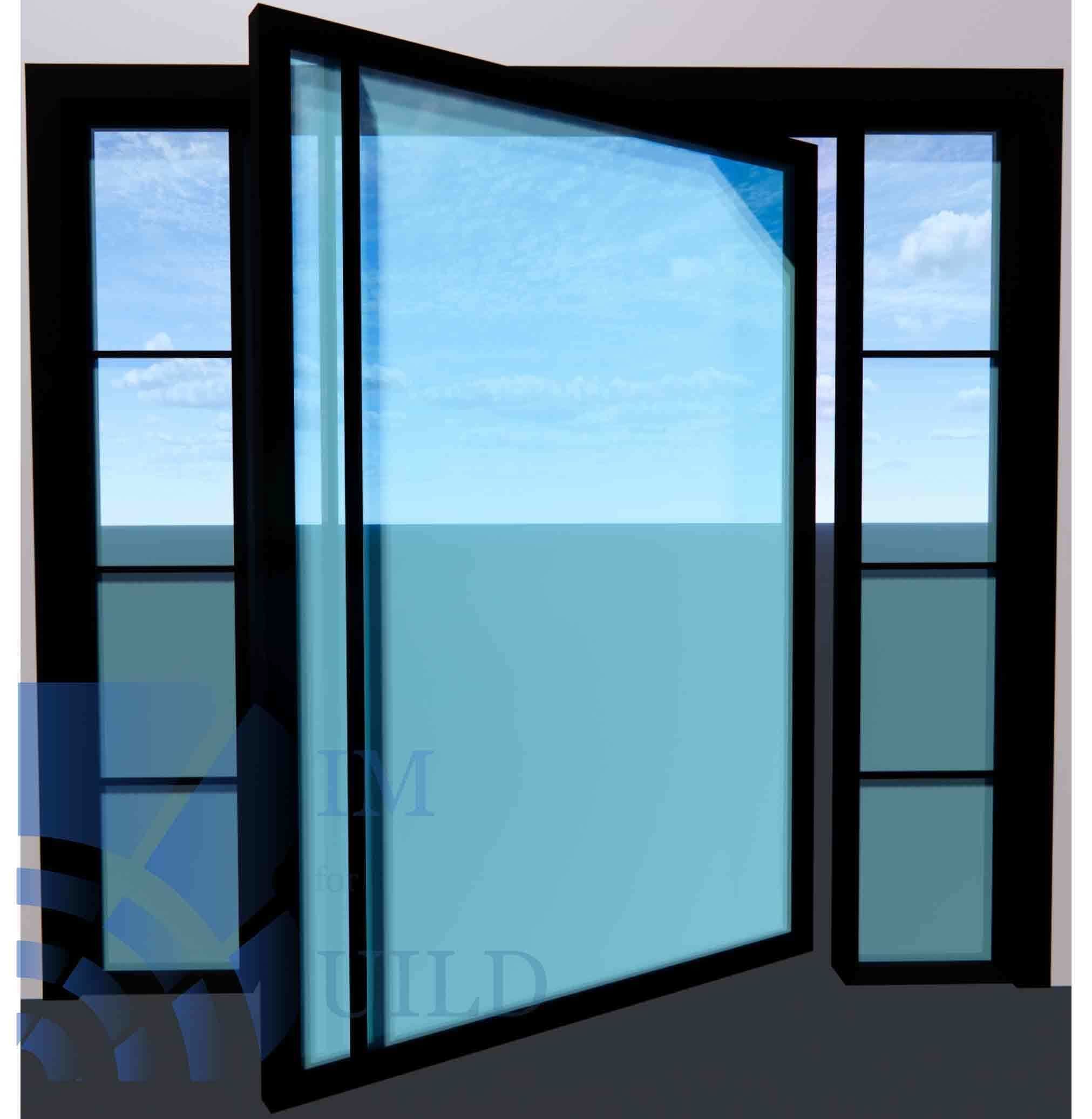 Exterior Pivot Door with Glasses Revit Family full parametric 3D model ...