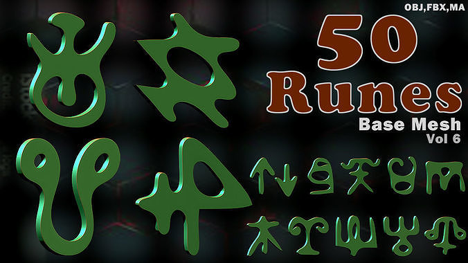 3D model 50 Runes Base Mesh Vol 6 VR / AR / low-poly | CGTrader