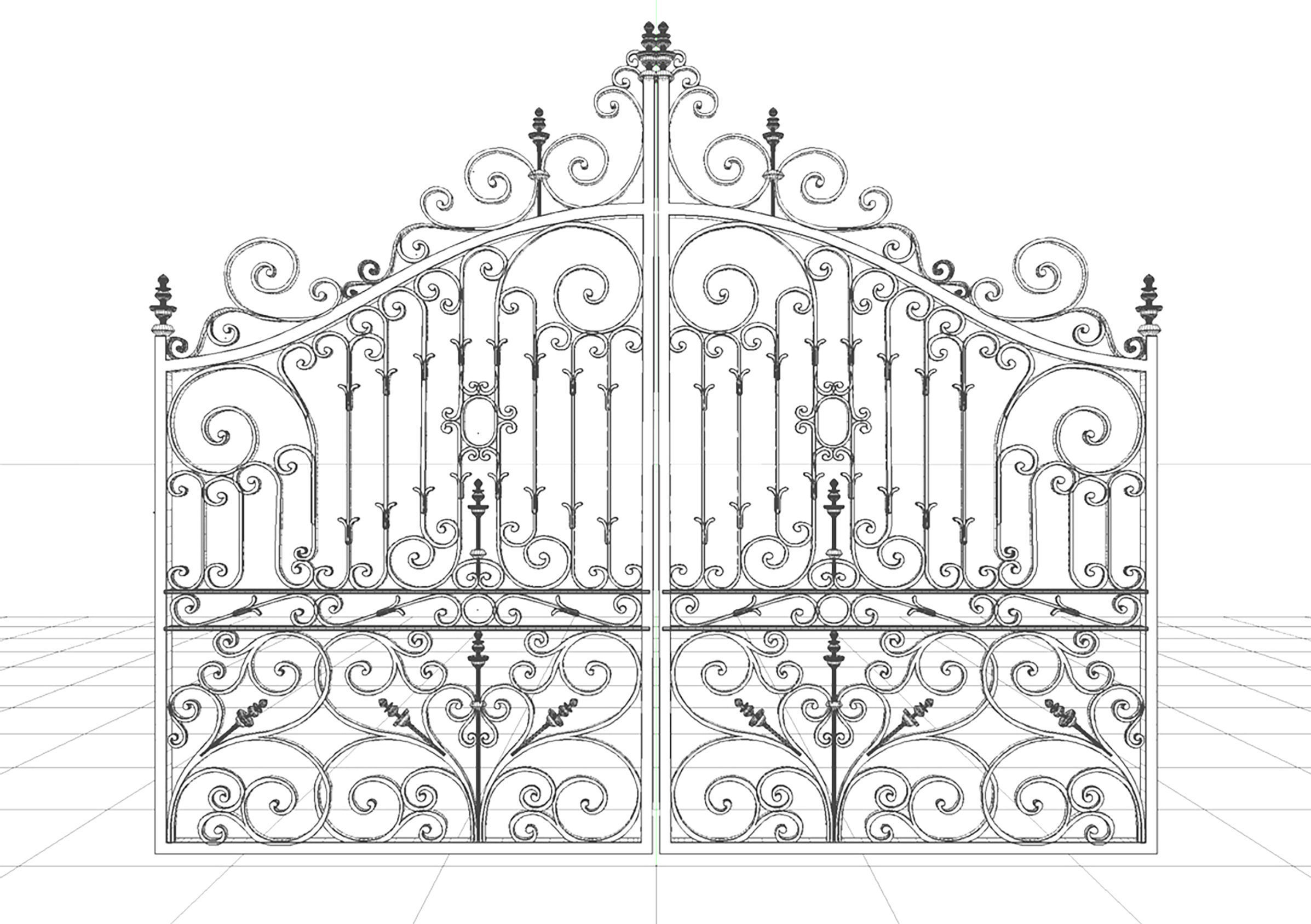 Ornate Cast Iron Gates 3D model | CGTrader