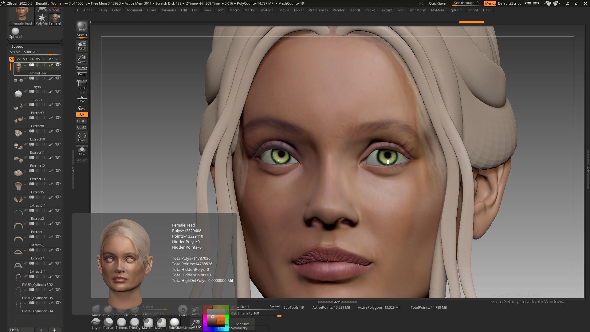 Ciri Witcher inspired Realistic Beautiful Woman Girl Head Female 3D ...