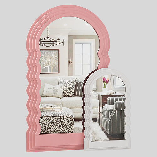 WAVE MID-CENTURY VINTAGE RETRO WAVY CURVY STANDING MIRROR 3D model ...