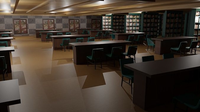 3D model Library Interior VR / AR / low-poly | CGTrader