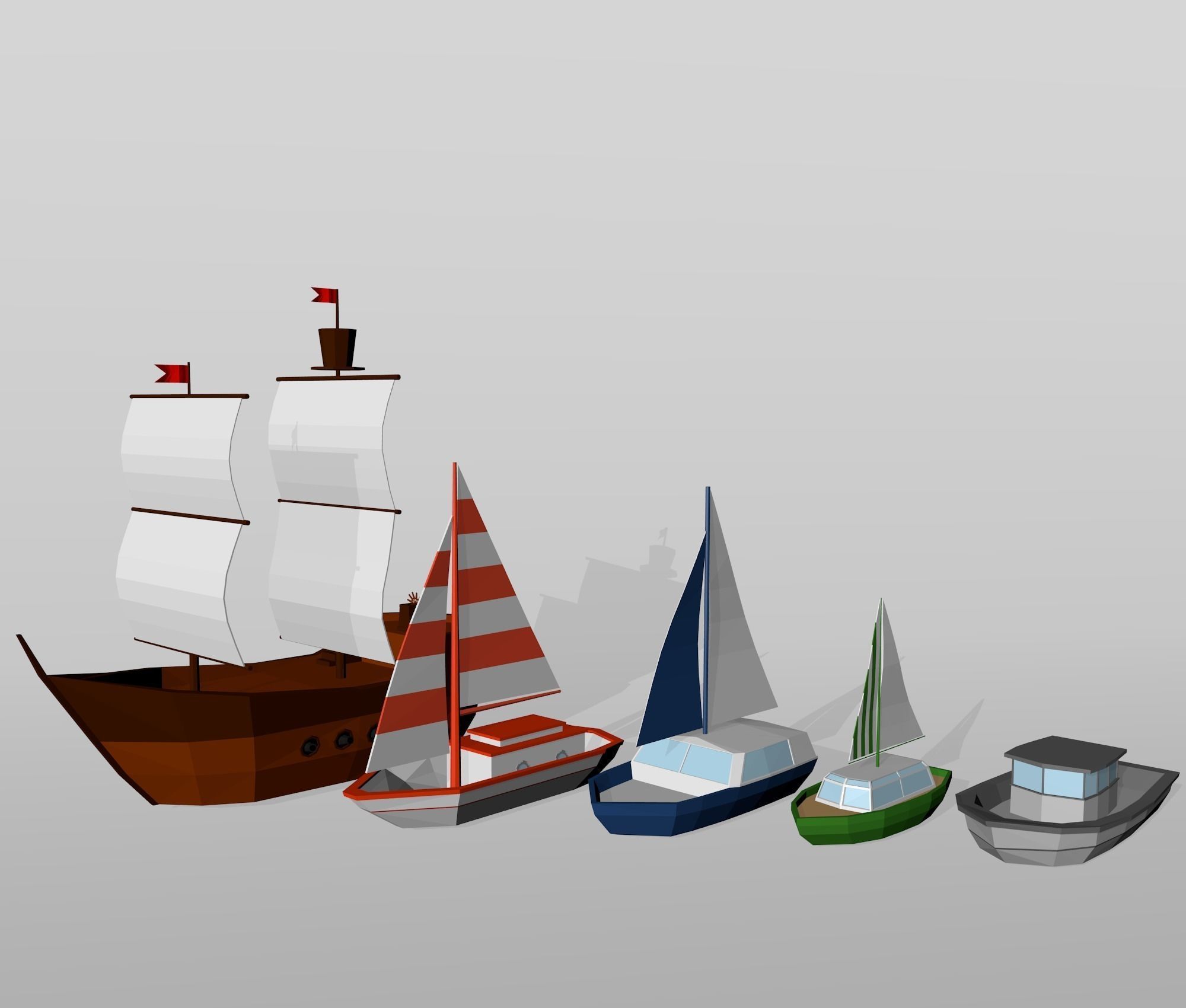 3D model Boat low poly set | CGTrader