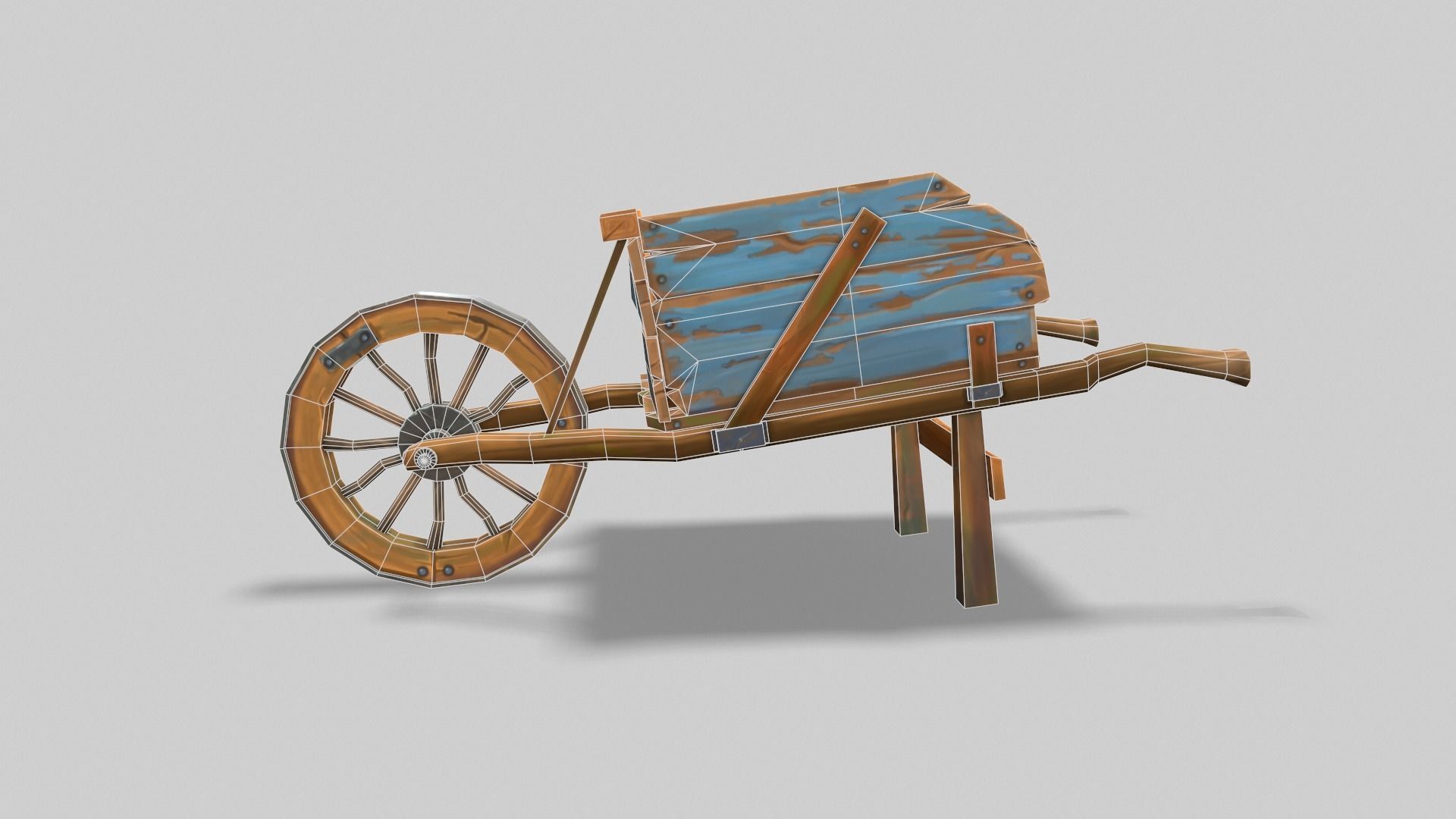 3D model Low poly stylized wood cart with handpainted textures VR / AR / low-poly | CGTrader