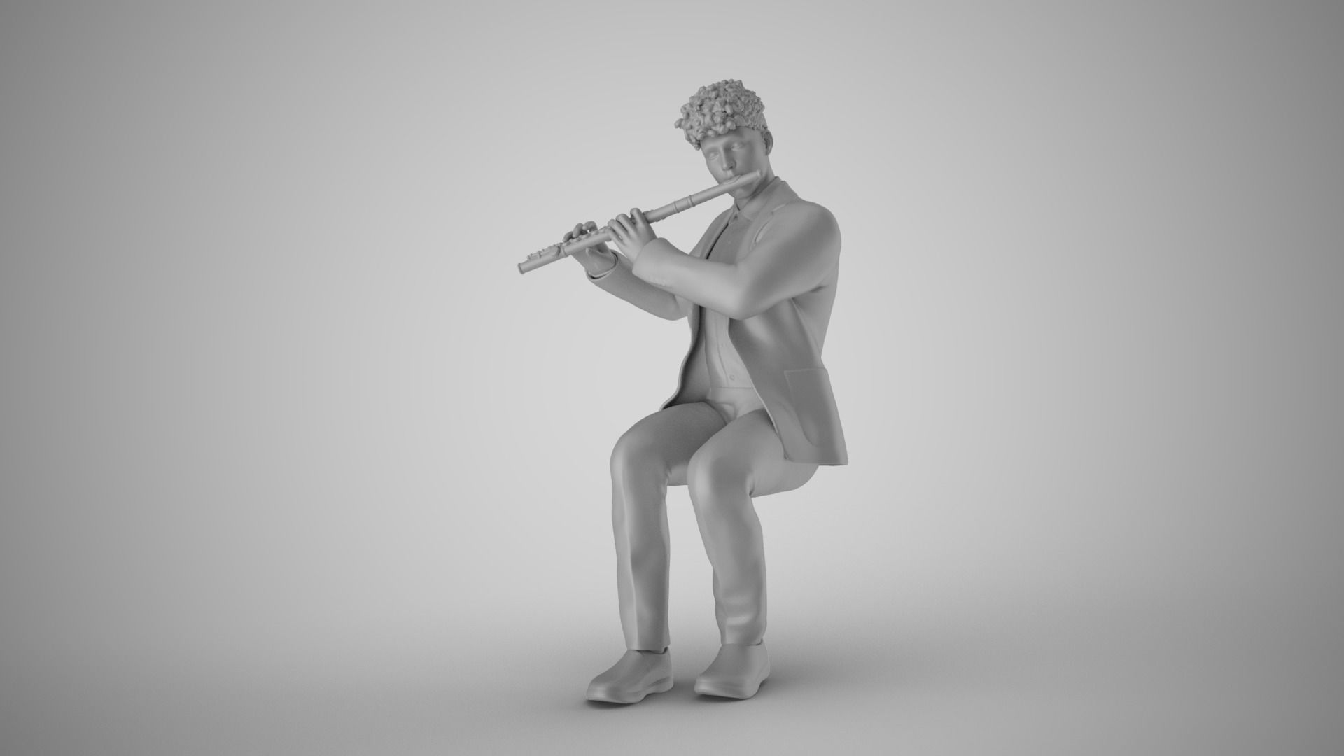 Man Playing Flute 3D model 3D printable | CGTrader