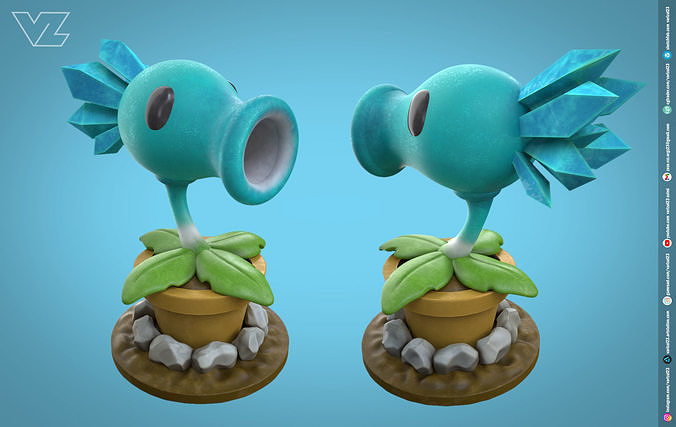 3D model Plants vs Zombies - Snow Pea - 7 File Types - PBR Material VR ...