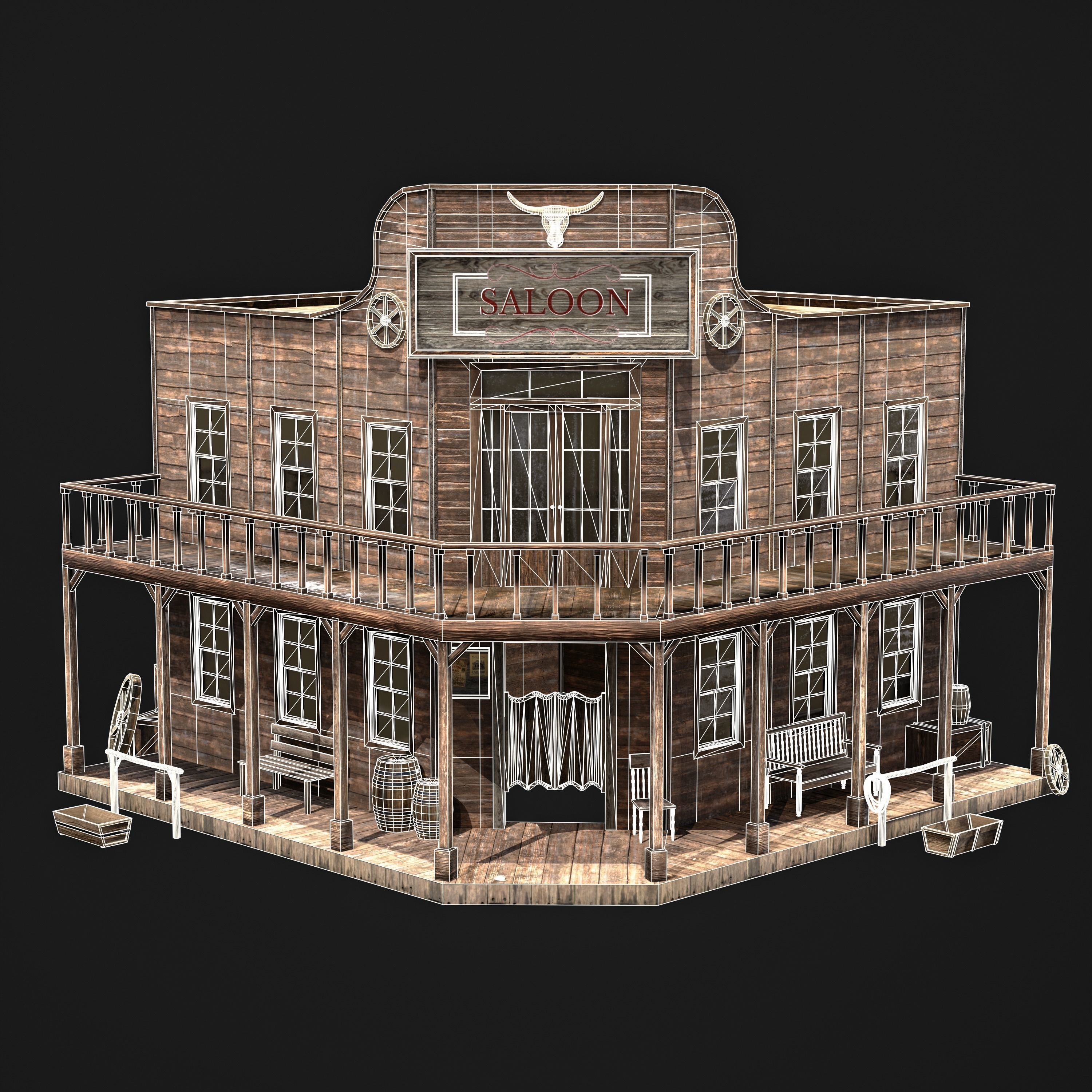 3D model WESTERN BUILDING 001 VR / AR / low-poly | CGTrader