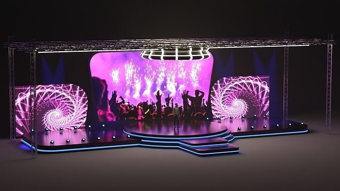 Entertainment and Corporate Event Stage with Colorful Light 3D model ...