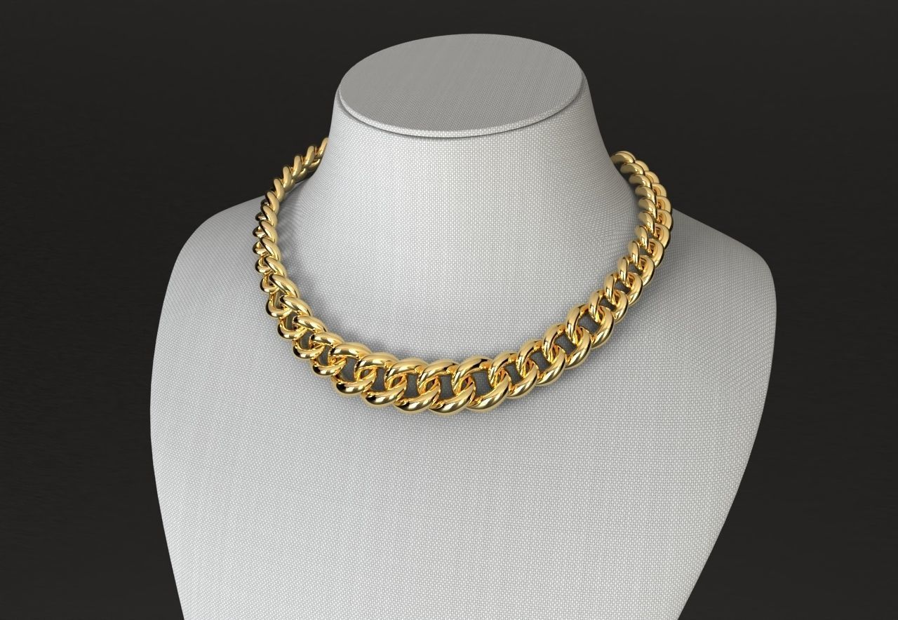 Oval Graduated Cuban Chain Necklace 3D model 3D printable | CGTrader