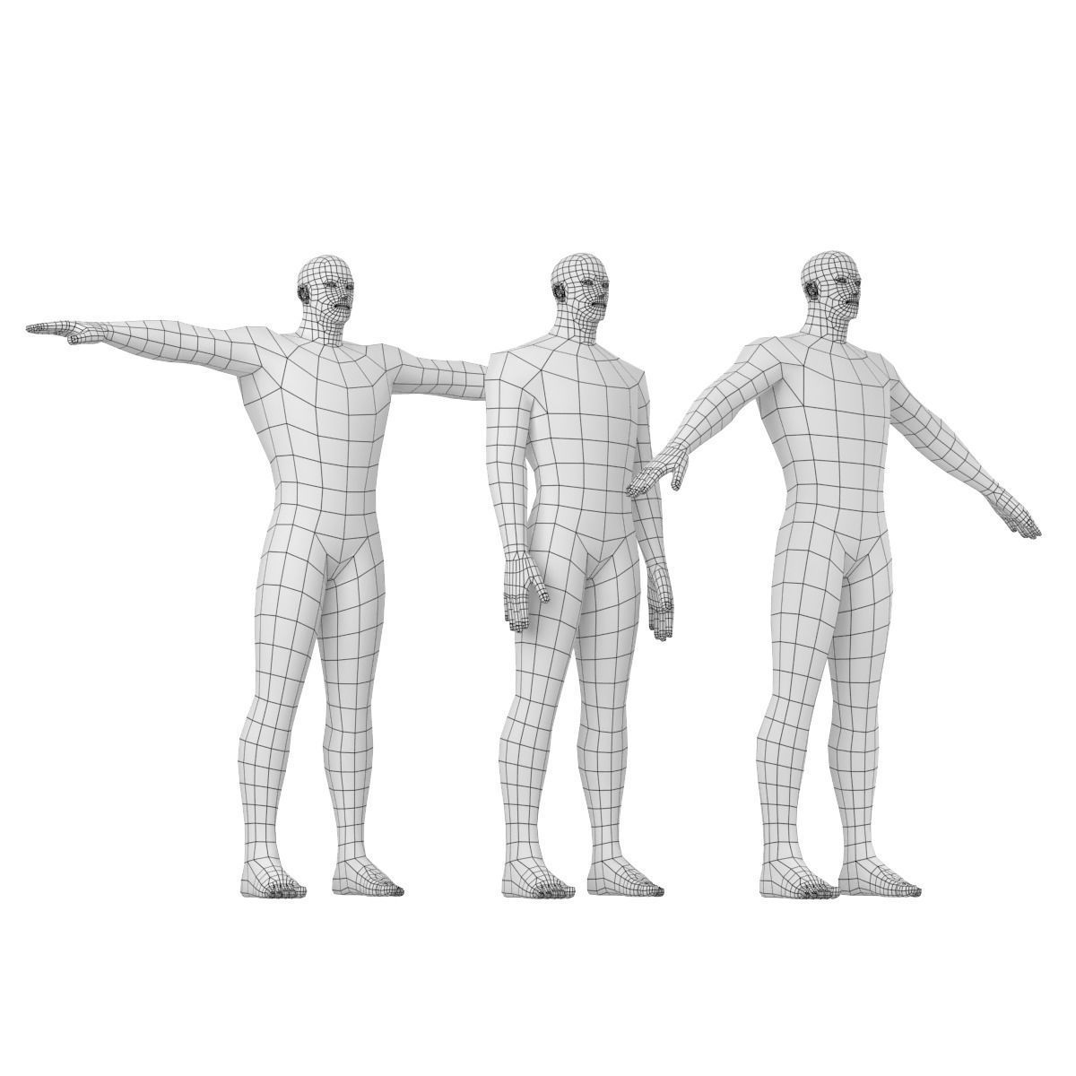 Male Hero in Three Poses Base Mesh 3D model | CGTrader