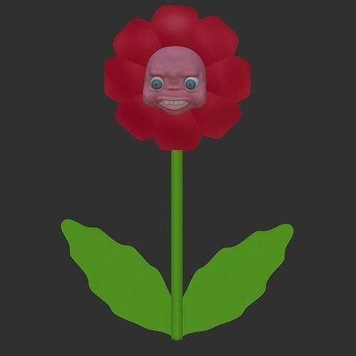 Flower with a Teletubby Face free 3D model | CGTrader