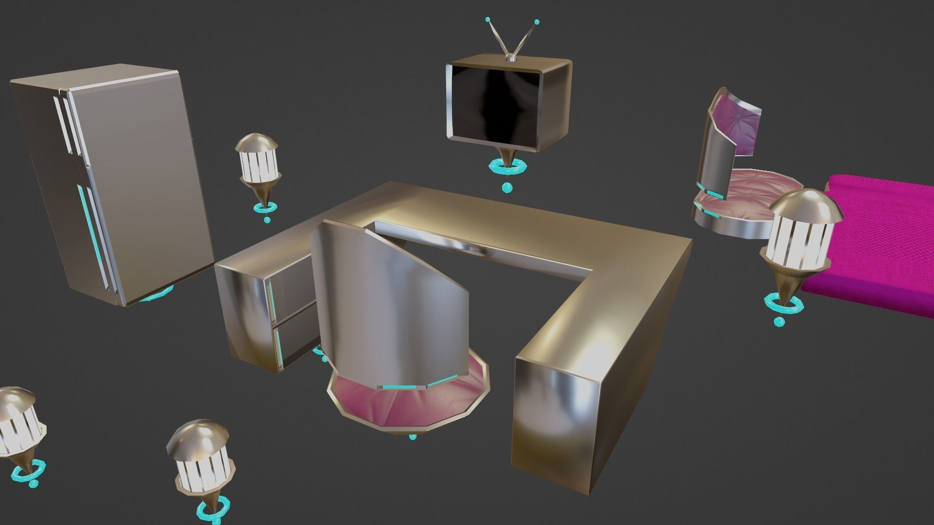 3D model Simple Sci-Fi Furniture Pack VR / AR / low-poly | CGTrader