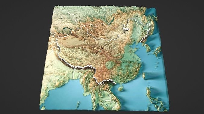3D model China Map Topography VR / AR / low-poly | CGTrader