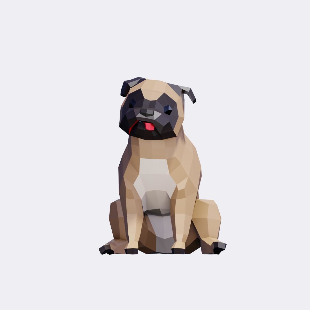 3D model Low Poly Pug Dog VR / AR / low-poly | CGTrader