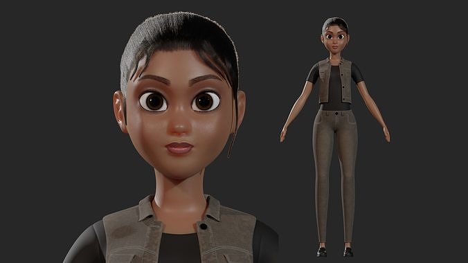 3D model Black Girl Cartoon Character Celia VR / AR / low-poly | CGTrader