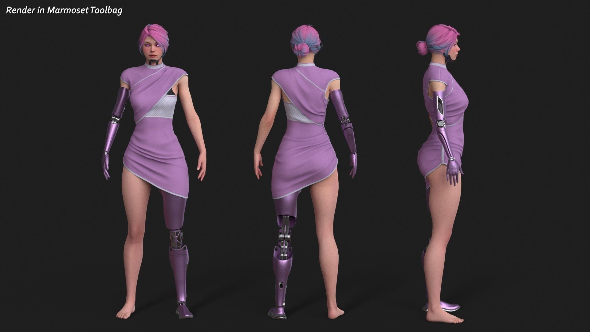 3D model Cyber Girl R35 Pack VR / AR / low-poly rigged | CGTrader