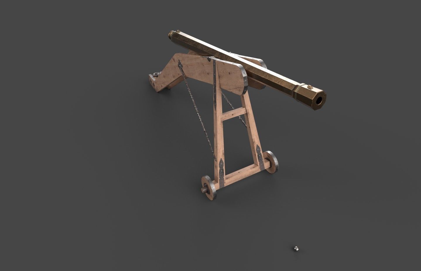 3D model Medieval 16th century falconet cannon on mount VR / AR / low ...