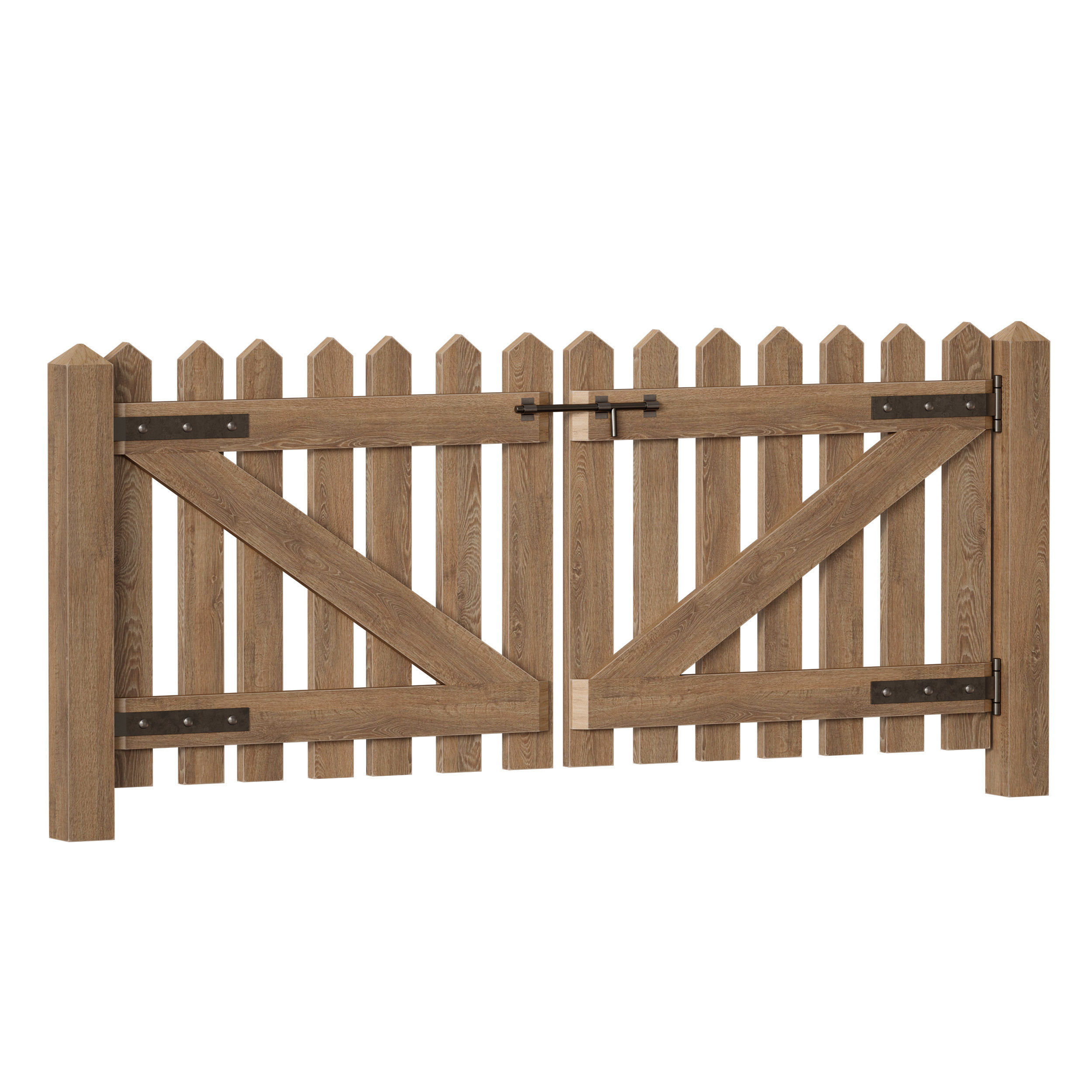 Wooden picket fence with wicket and gate 3D model | CGTrader