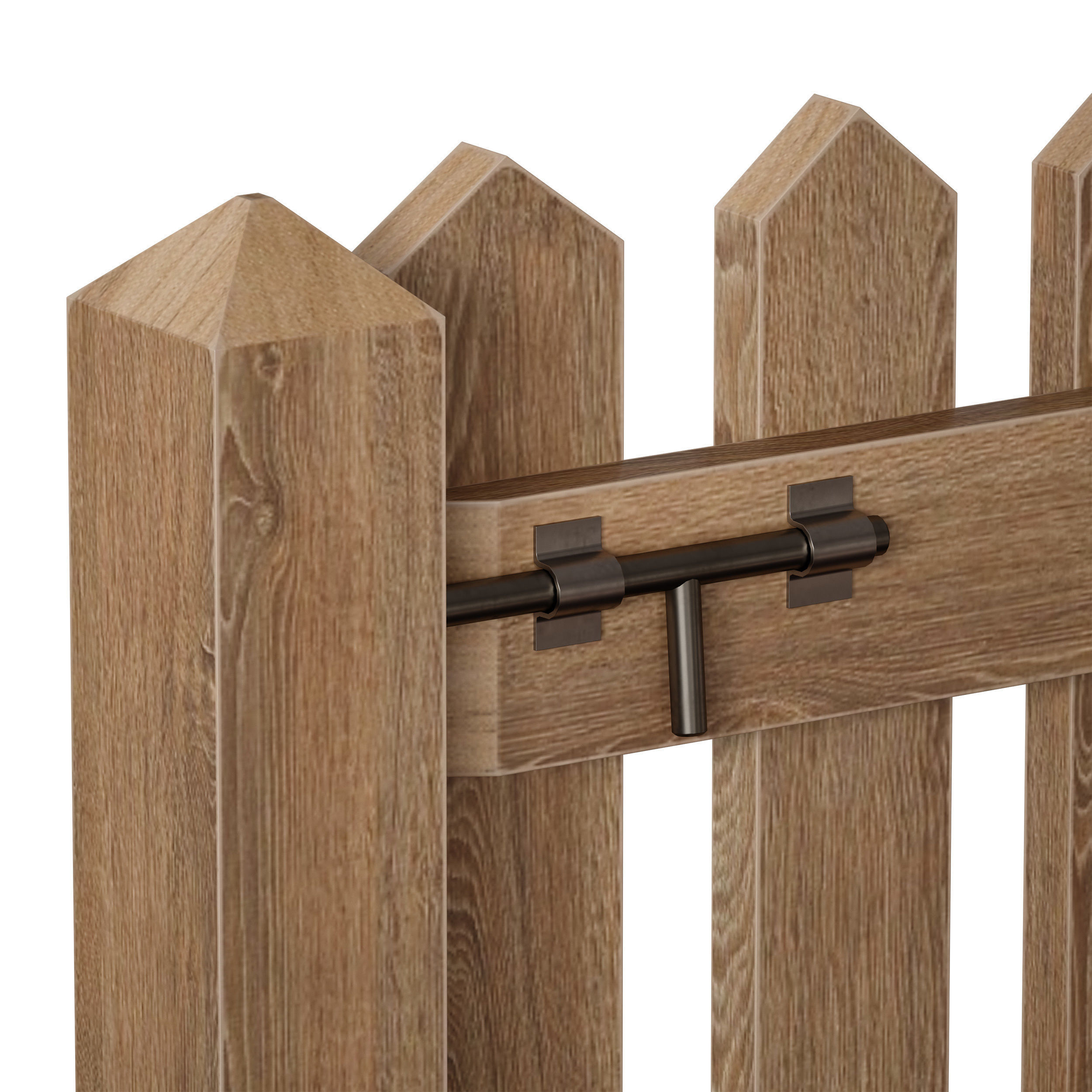 Wooden picket fence with wicket and gate 3D model | CGTrader
