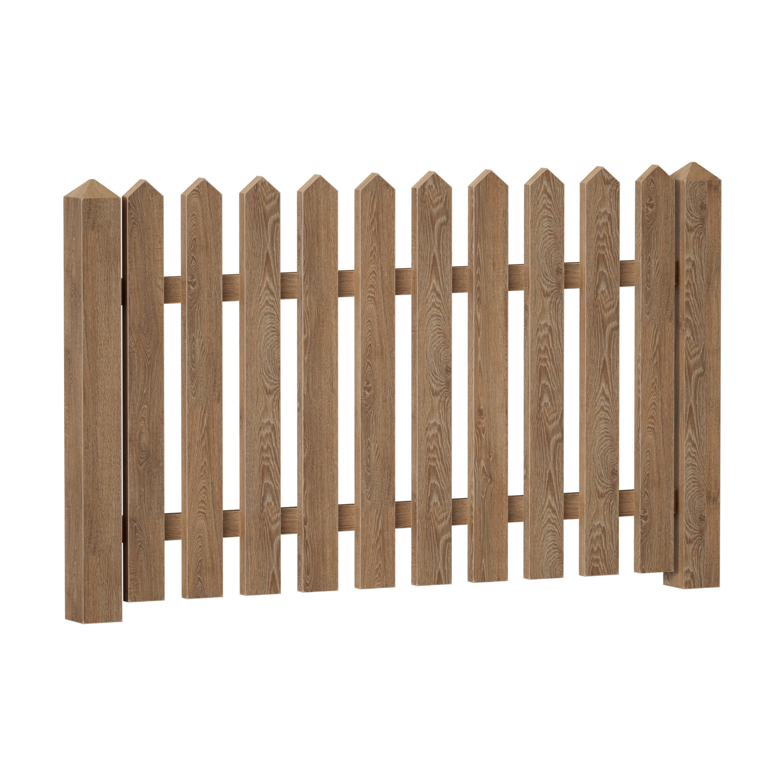 Wooden picket fence with wicket and gate 3D model | CGTrader