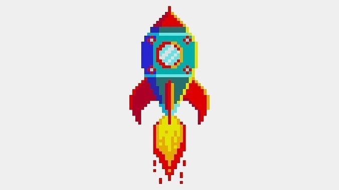 3D model Pixel Rocket VR / AR / low-poly | CGTrader