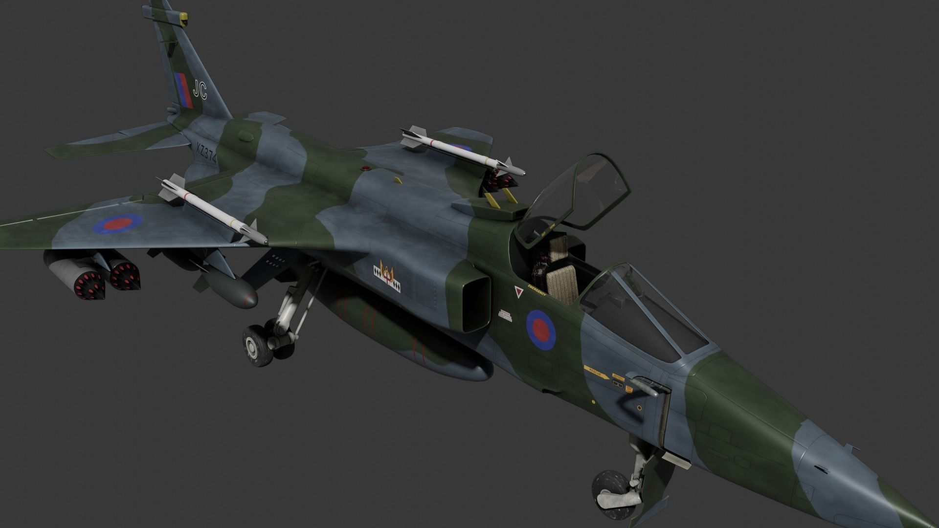 Sepecat Jaguar GR3 3D model 3D model rigged | CGTrader