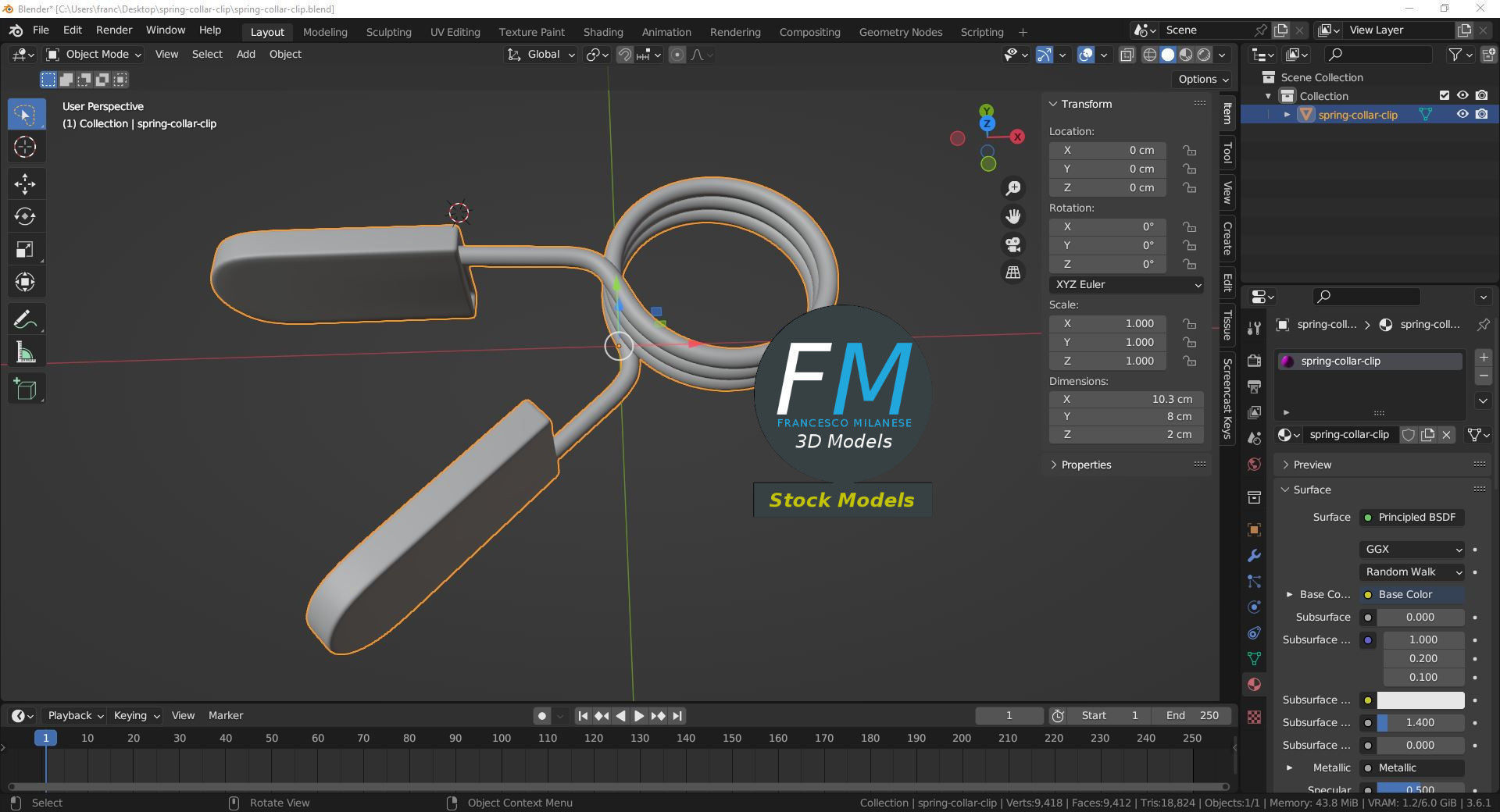 Spring collar clip 3D model | CGTrader