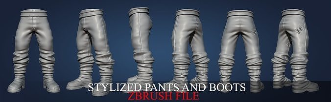 stylized pants and boots zbush file free 3D model | CGTrader