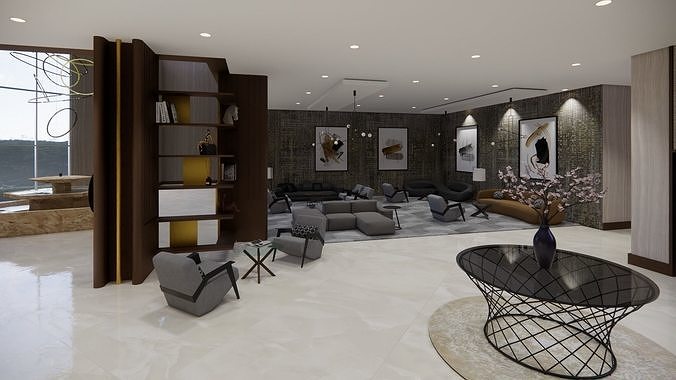 3D model HOTEL LOBBY VR / AR / low-poly | CGTrader