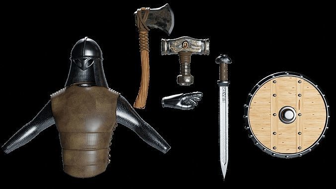3d Viking weapons and armor fbx pack with blender file 3D model | CGTrader