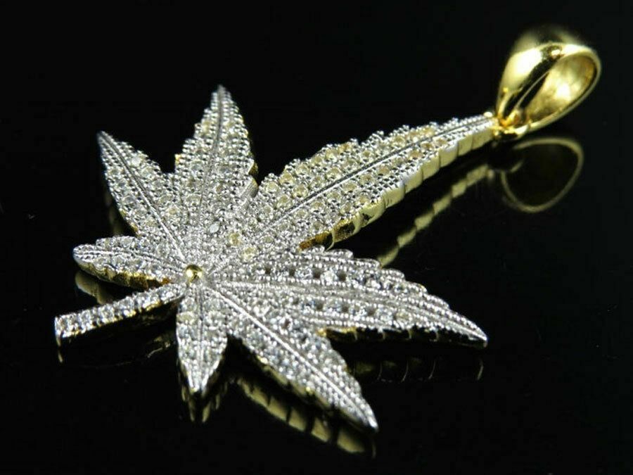 Hip Hop Cannabis Leaf Weed Pendant With Gemstones 3D model 3D printable ...