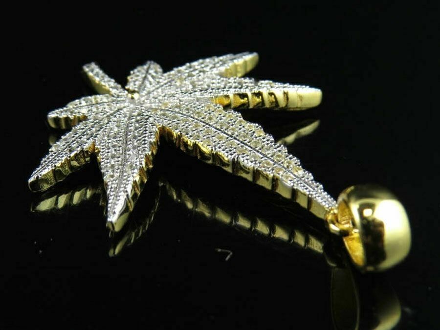 Hip Hop Cannabis Leaf Weed Pendant With Gemstones 3D model 3D printable ...