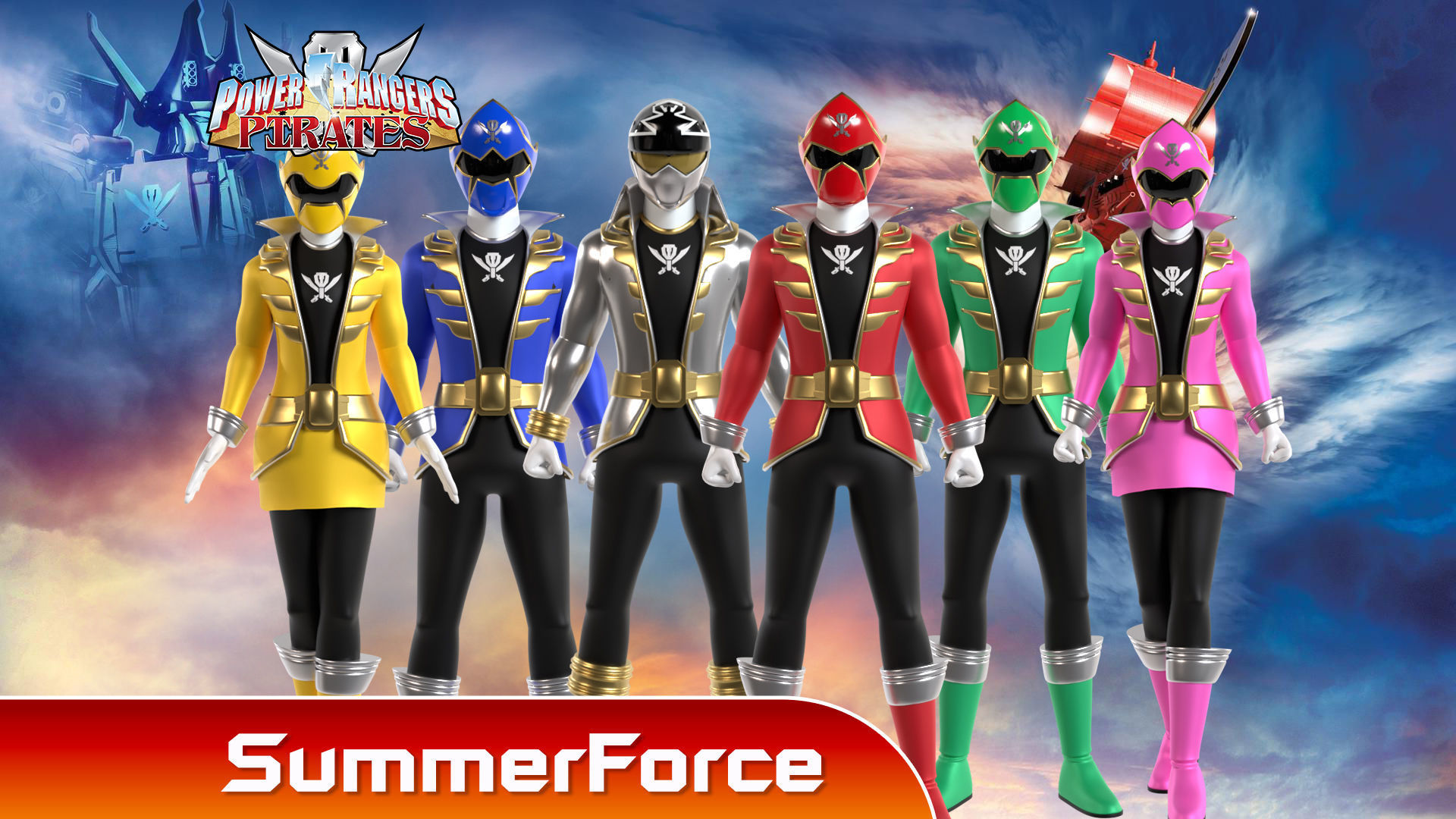 Pink Pirate Ranger - Power Rangers Pirates 3D model rigged | CGTrader