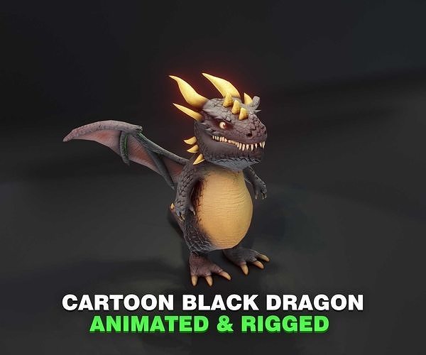 3D model Cartoon Black Dragon Animated 3D Model VR / AR / low-poly ...