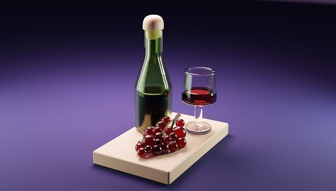 wine and grapes free 3D model animated | CGTrader