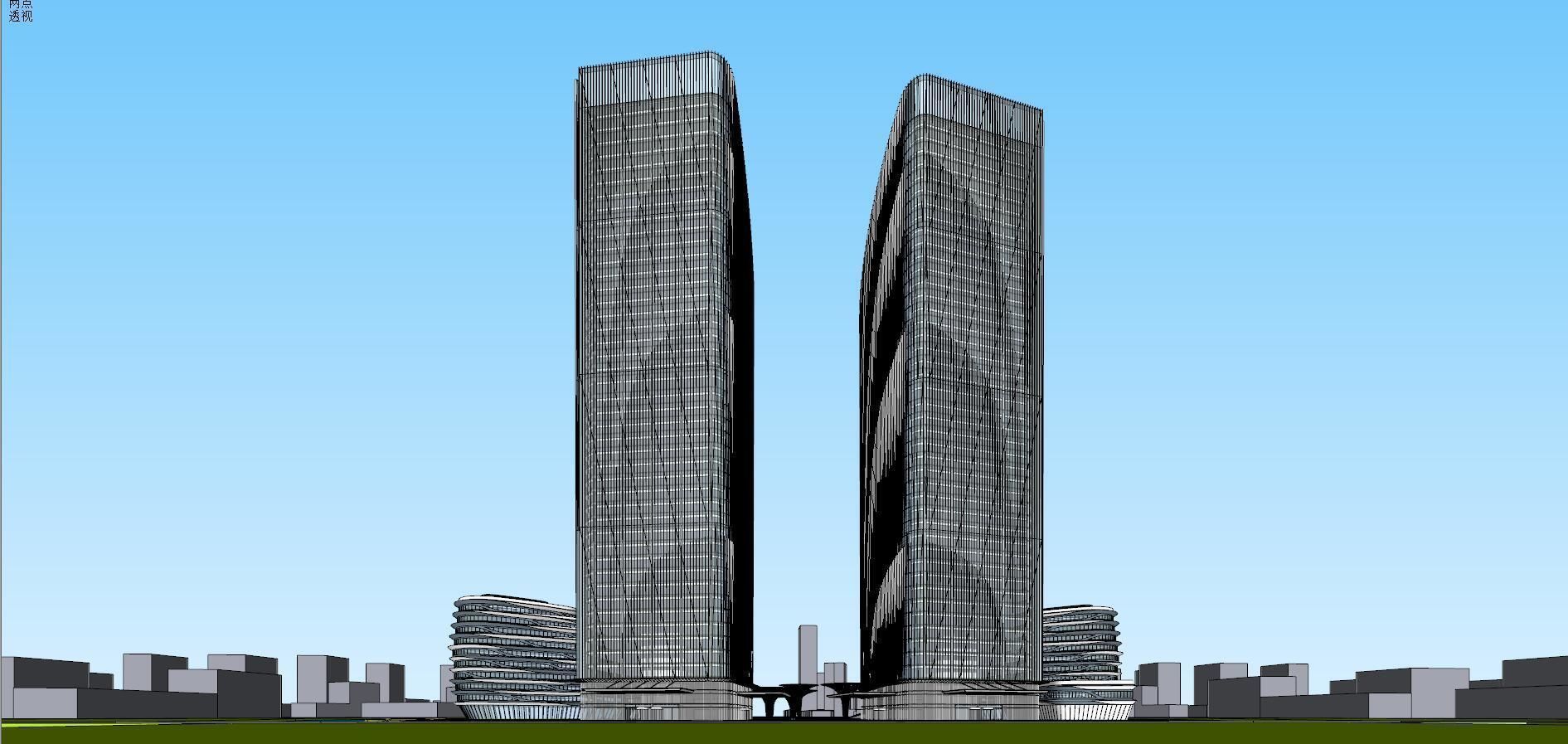 SU model of Shuanghehu Twin Towers office building 3D model | CGTrader