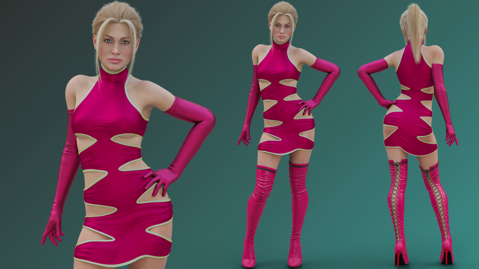 3D model Singer Jennifer Lopez with Shiny Concert Party Style Dress VR ...