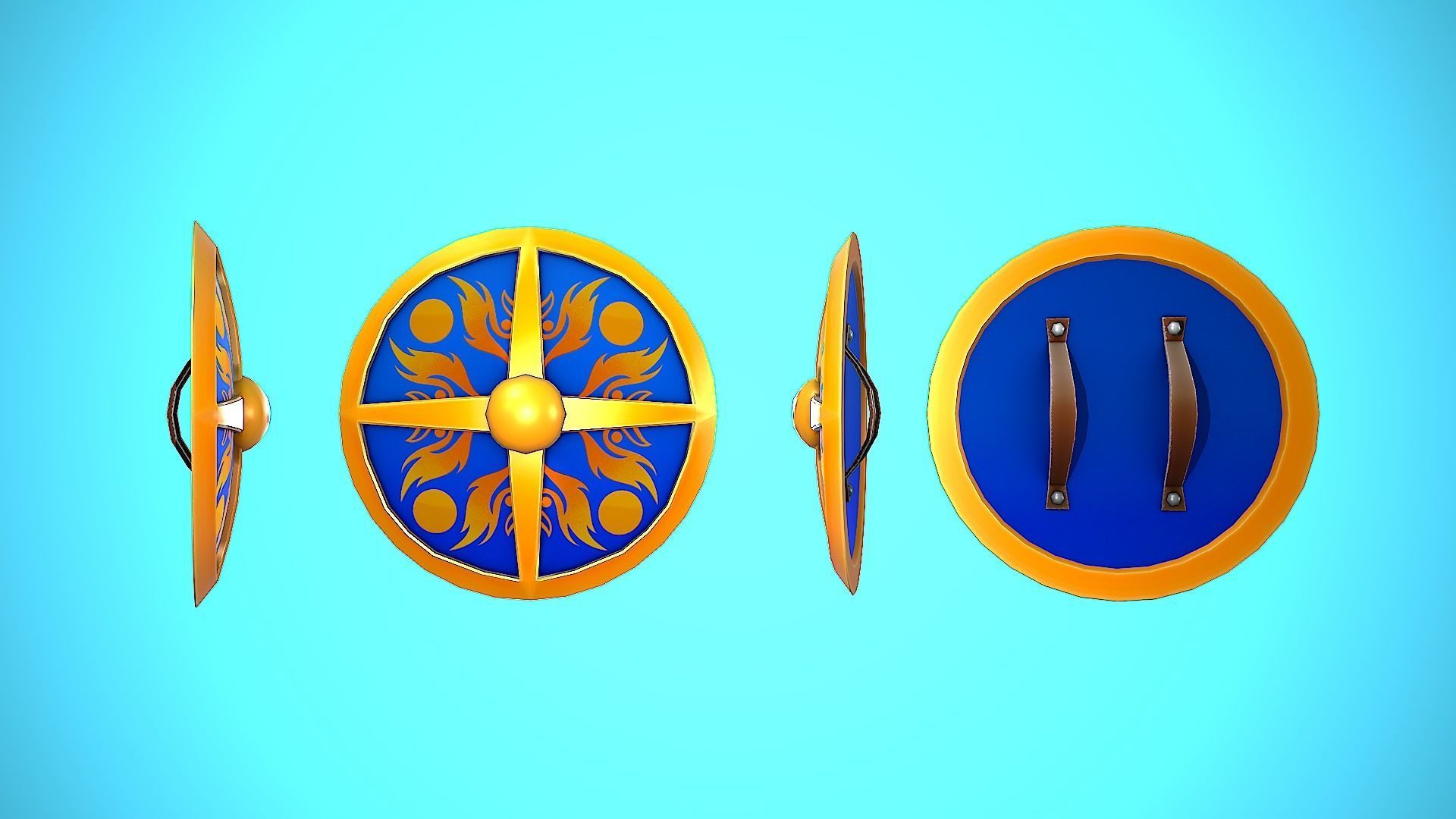 3D model SHIELD 06 - GOLD CARTOON STYLIZED VR / AR / low-poly | CGTrader
