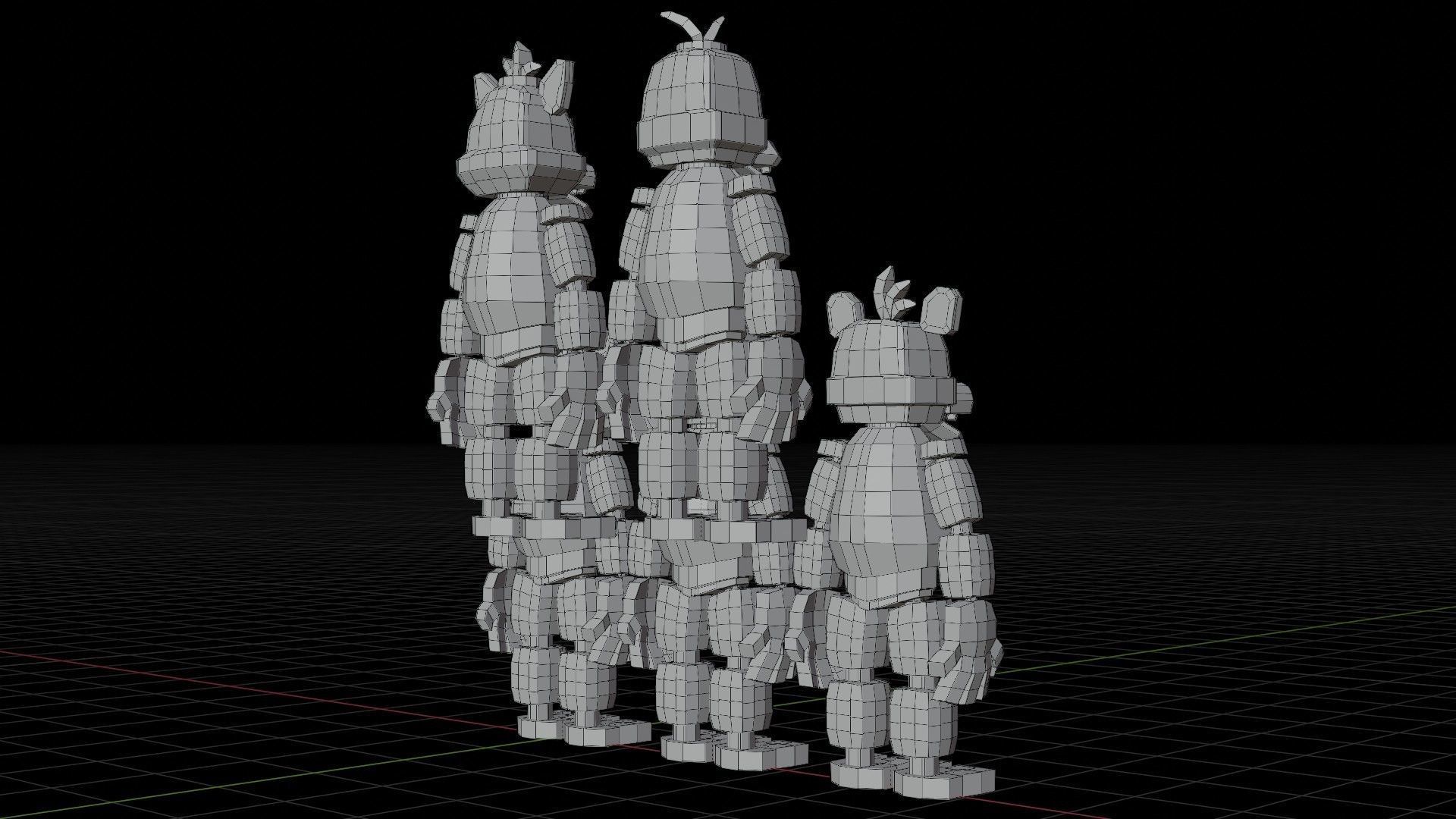 3D model Cute cartoon Animatronics character low poly fnaf VR / AR ...